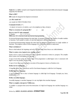 ICS Part 2 Computer Science Short Notes | DOCX