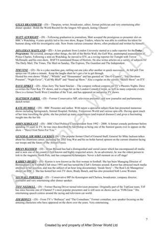 After Dinner World - After Dinner Speakers list | PDF
