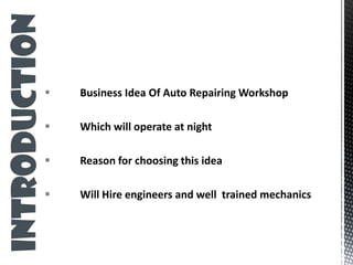Business Plan Auto Repair Shop | PPTX