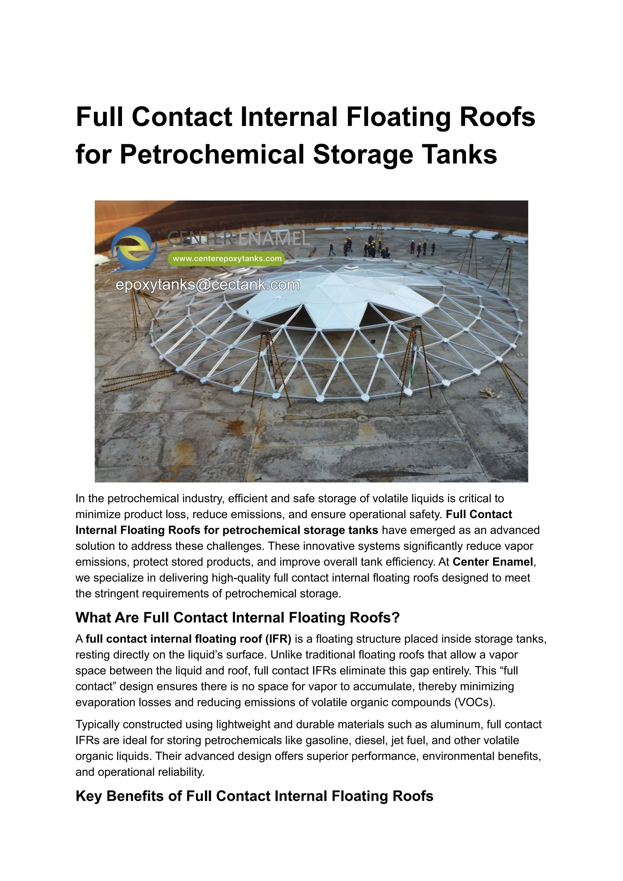 Full Contact Internal Floating Roofs for Petrochemical Storage Tanks.docx