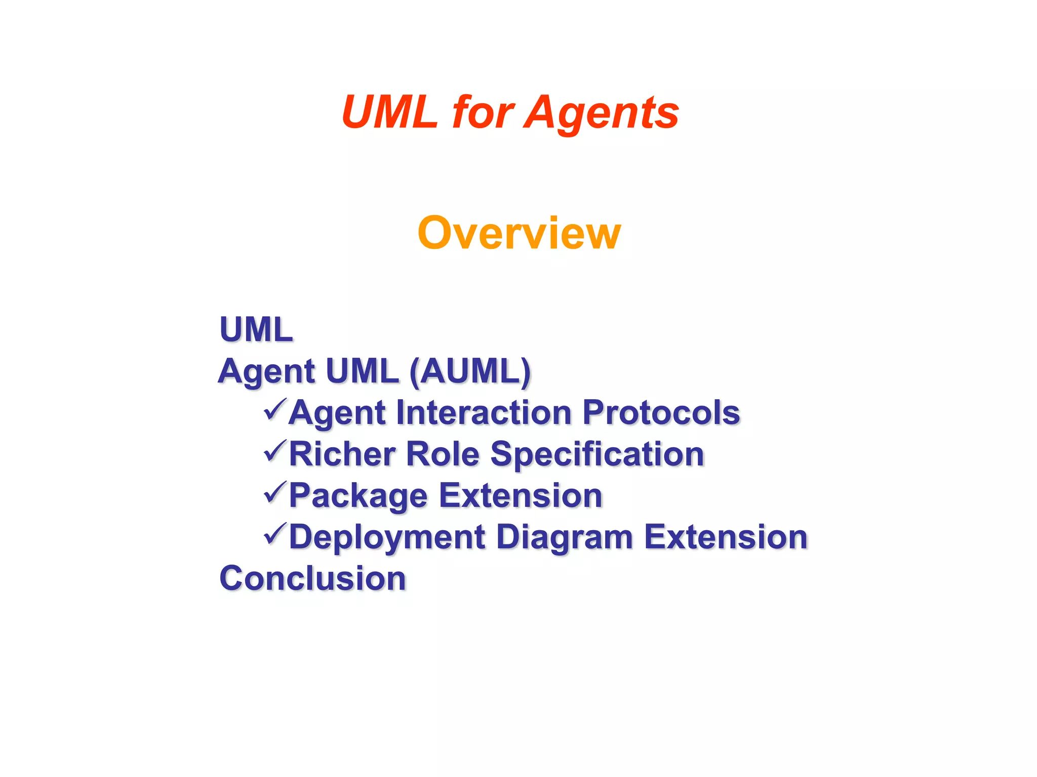 agent uml الوكيل باستخدام لغة النمذجة الموحدة | PPTX