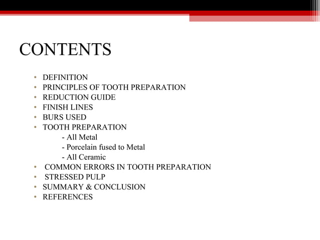 Full crown preparation | PPT | Dental Health | Diseases and Conditions