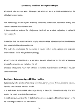 Full Cybersecurity Project Report 30 Pages Pdf