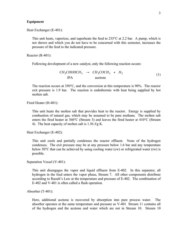 Full design for acetone production | PDF | Chemistry | Science