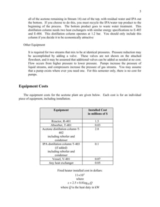 Full design for acetone production | PDF