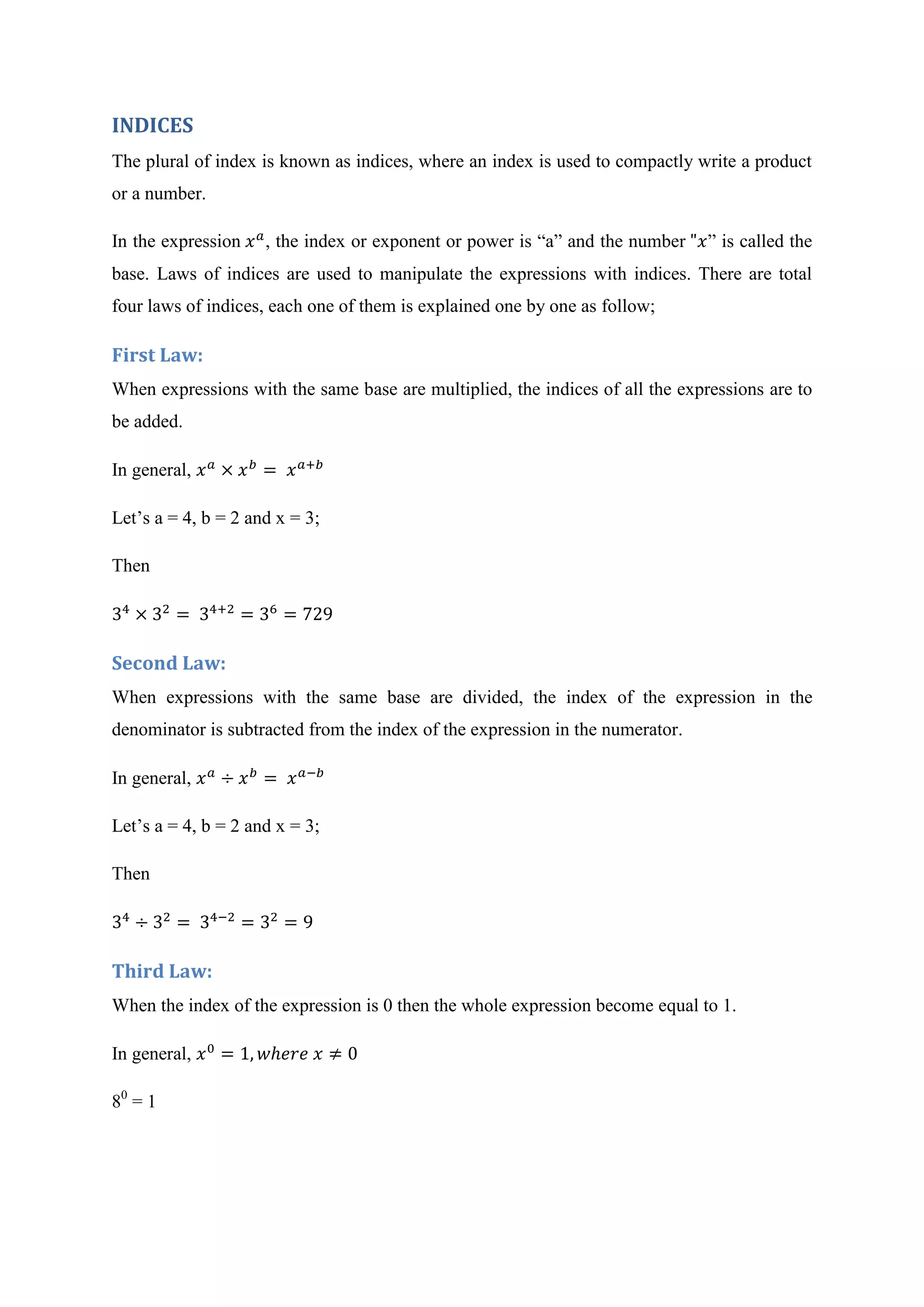Indices and logarithms | PDF