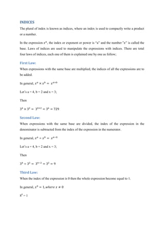 Indices and logarithms | PDF