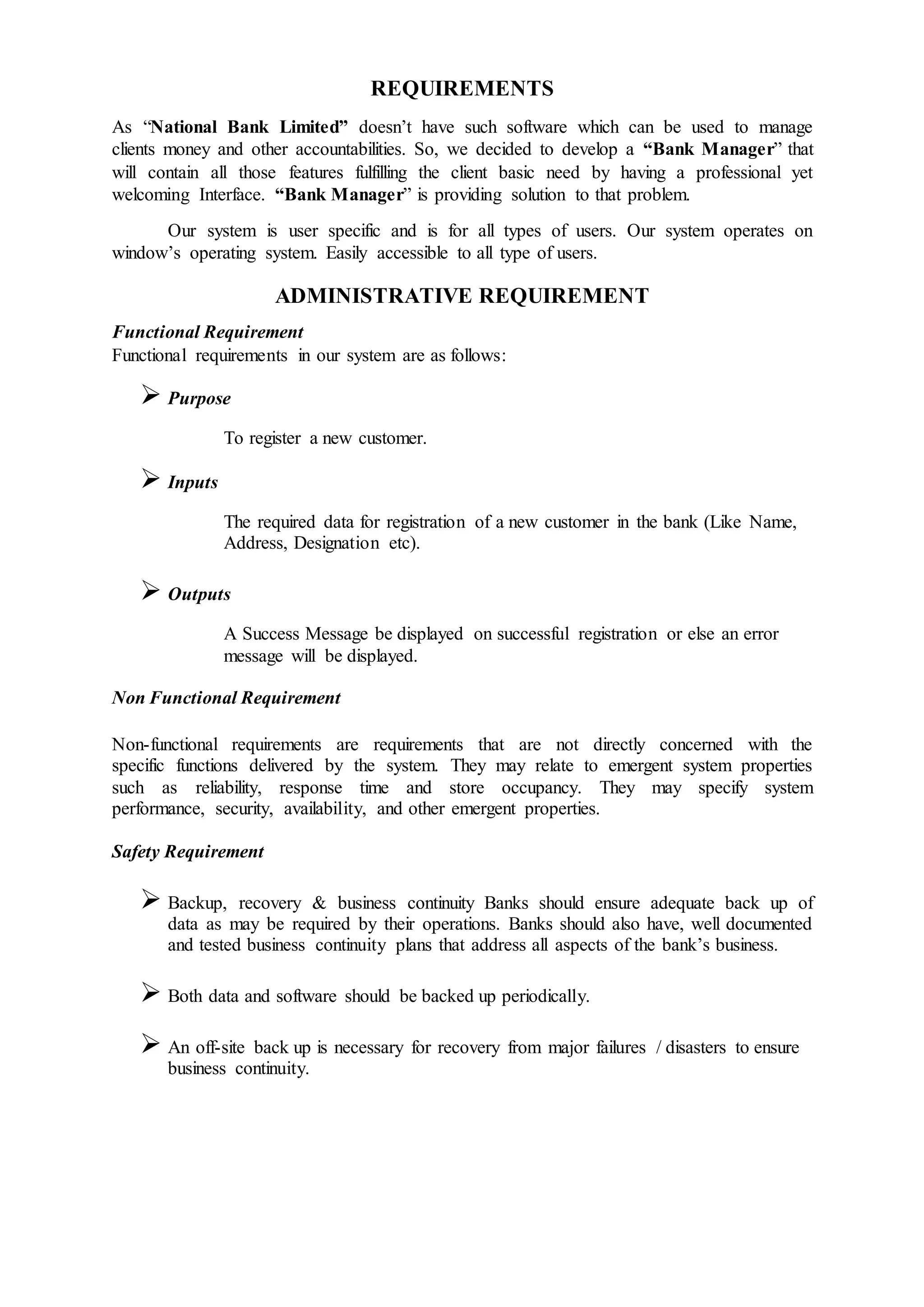 Banking Management System Project documentation | DOCX