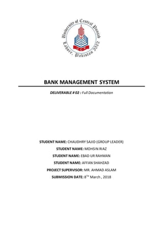 Banking Management System Project documentation | DOCX