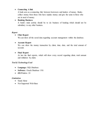 Banking Management System Project documentation | DOCX