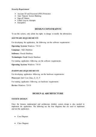 Banking Management System Project documentation | DOCX