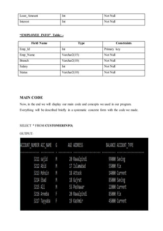 Banking Management System Project documentation | DOCX