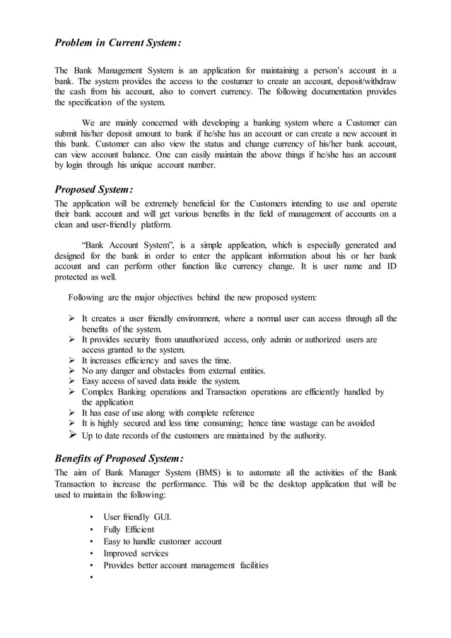 Banking Management System Project documentation | DOCX | Databases | Computer Software and ...