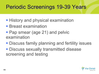 Medical Screenings for Women | PPT