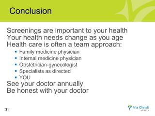 Medical Screenings for Women | PPT