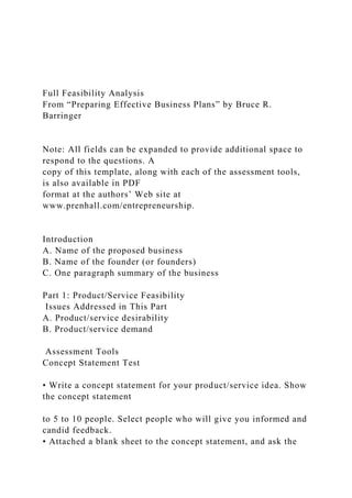 Full Feasibility Analysis From Preparing Effective Business.docx