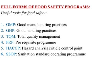Food safety programmes- GMP, GHP, ISO SERIES BY- Dr. Shweta Gupta | PPTX
