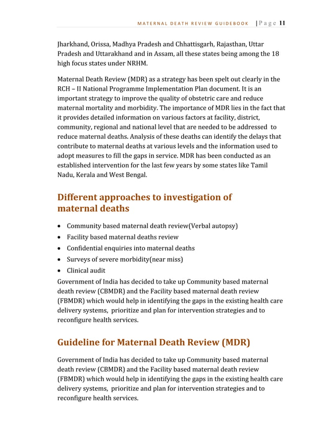 Maternal Death Review guidebook | PDF