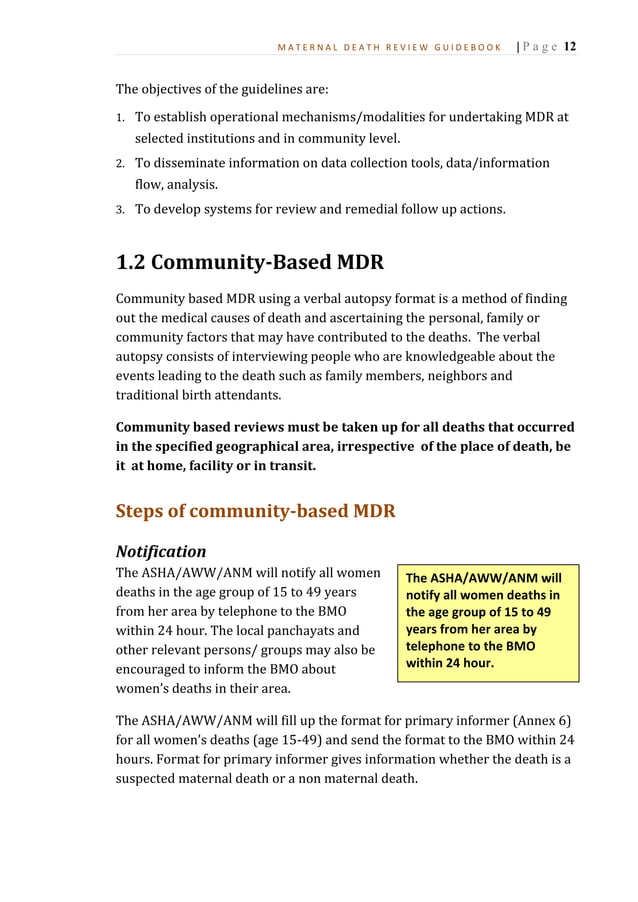 Maternal Death Review guidebook | PDF