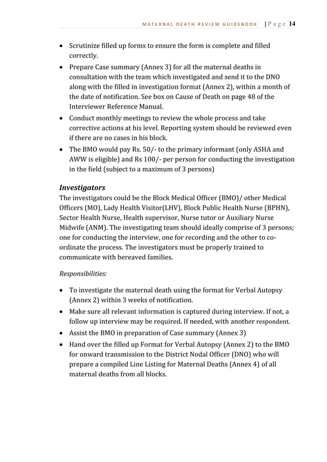 Maternal Death Review guidebook | PDF