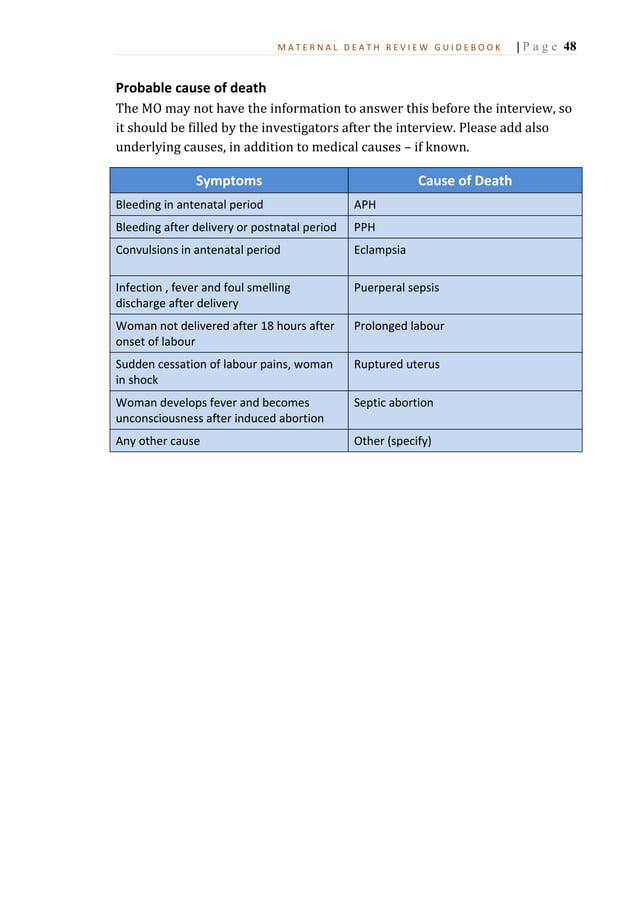 Maternal Death Review guidebook | PDF