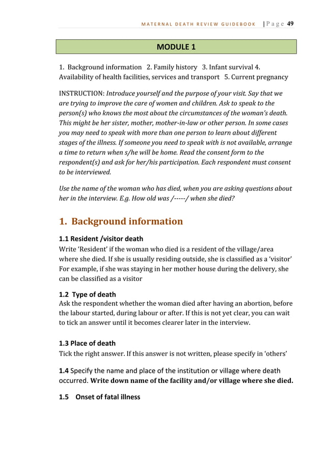 Maternal Death Review guidebook | PDF