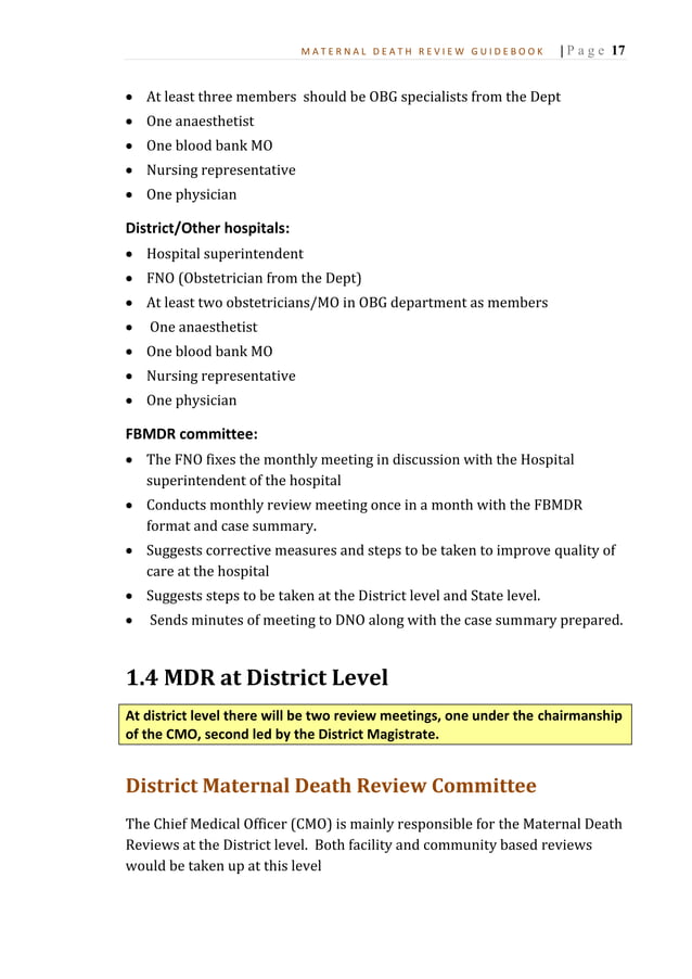 Maternal Death Review guidebook | PDF | Pregnancy | Reproductive Health