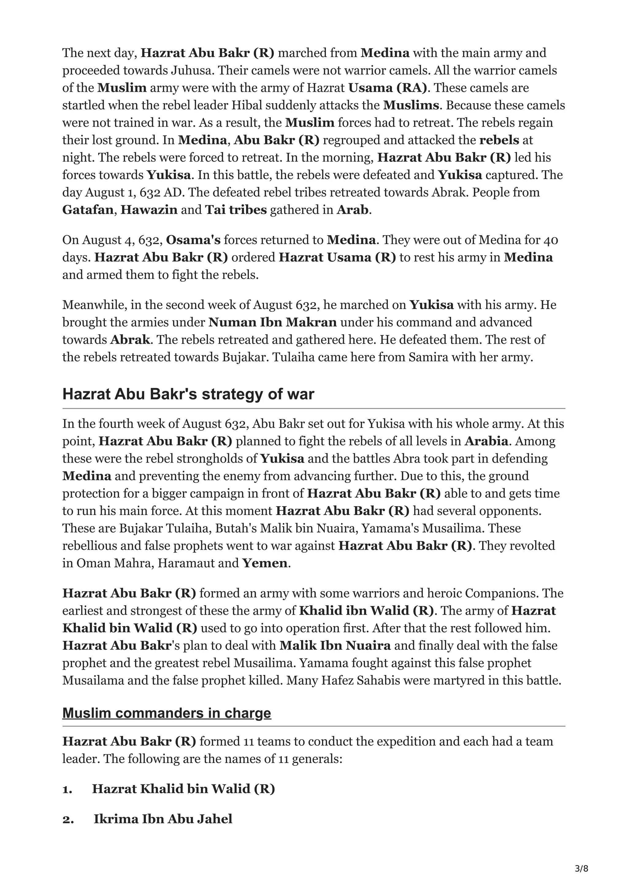 Full history of the ridda wars. islamic history and wers | PDF