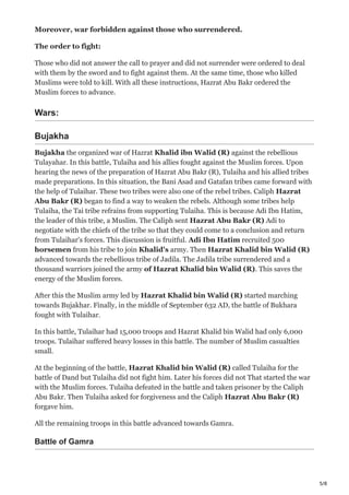 Full history of the ridda wars. islamic history and wers | PDF