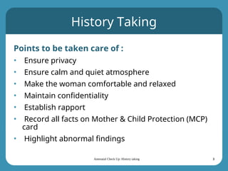 Full History Taking Maternity Check Up pptx | PPT
