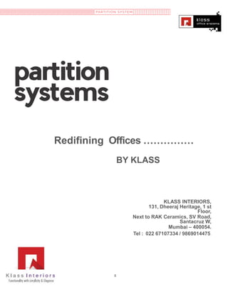 Full ht glass partitions - klass office systems | PPTX