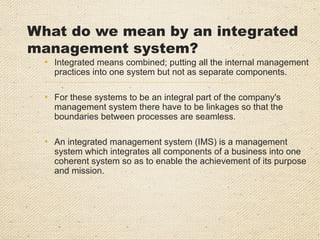 FULL INTEGRATED MANAGEMENT SYSTEMS IMPLEMENTATION TRAINING DANGOTE ...