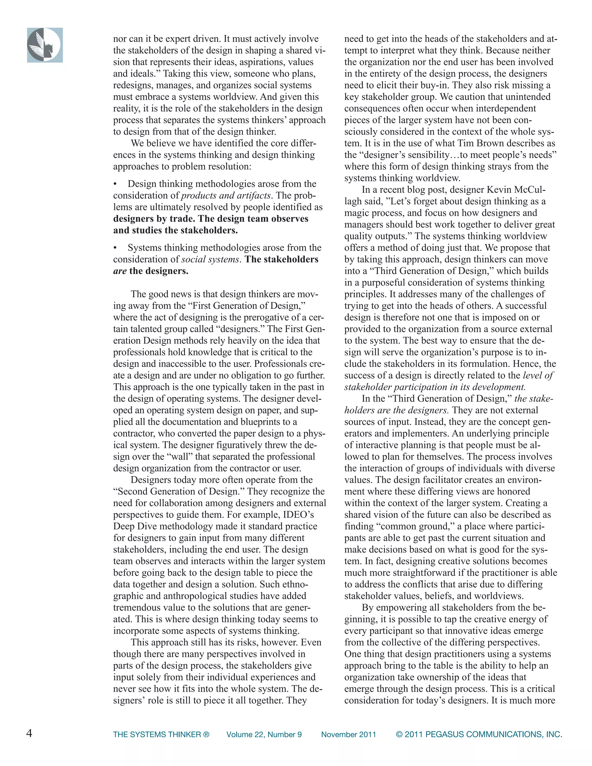 Published Article: Integrating Systems & Design Thinking | PDF