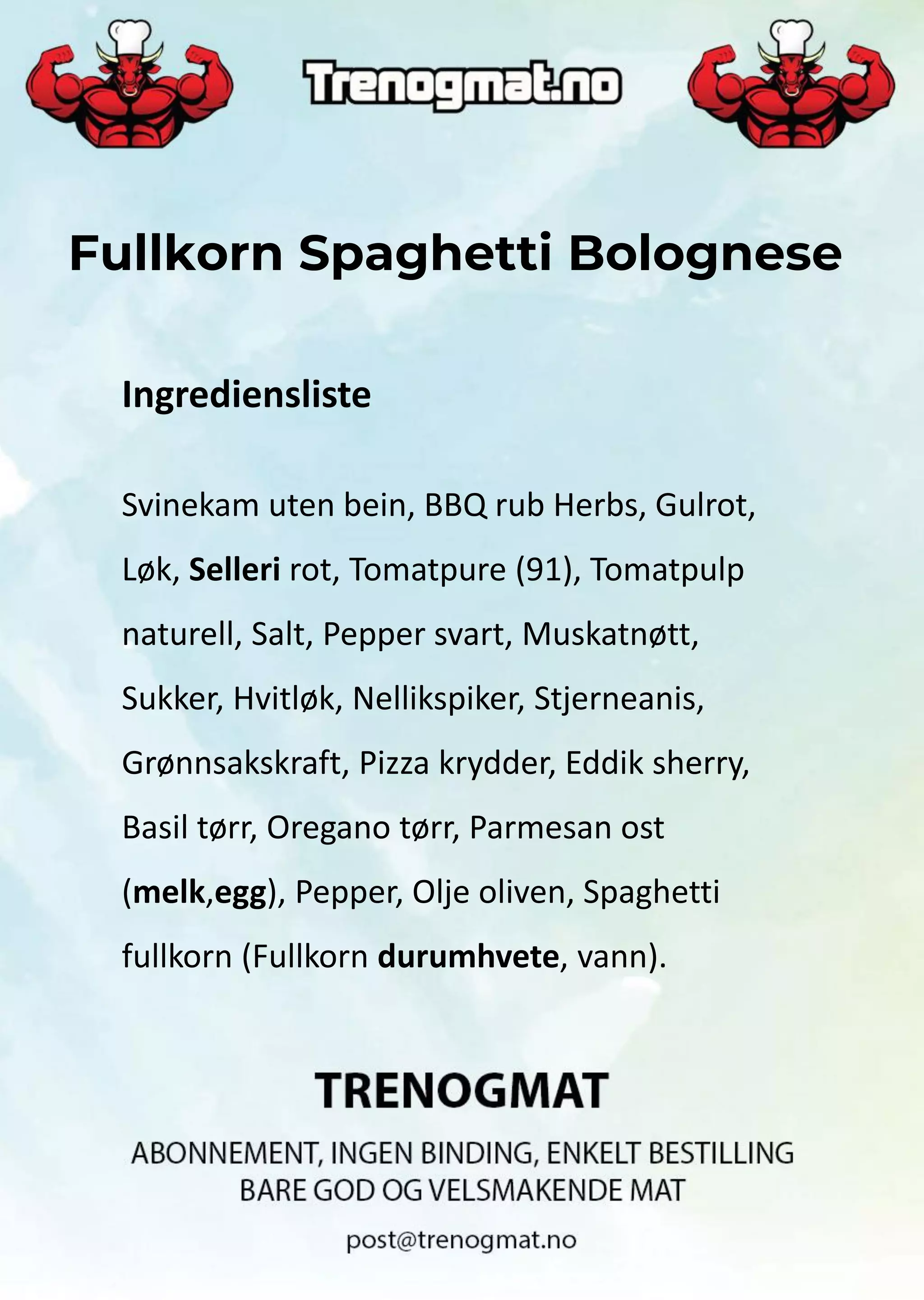 Fullkorn Spaghetti Bolognese - TrenogMat | PDF