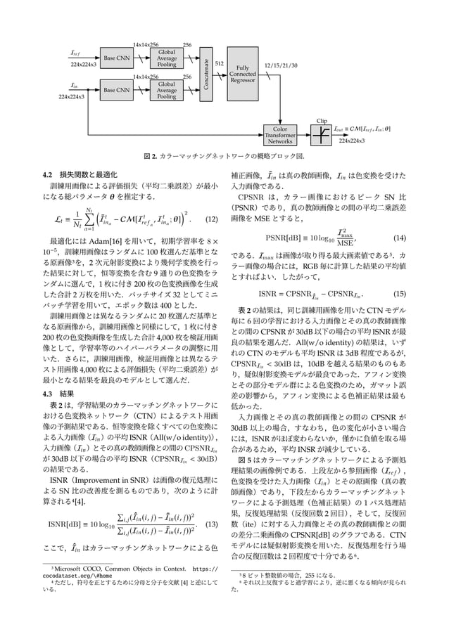 畳み込みニューラルネットワークを用いた自動特徴抽出による深層カラーマッチング論文 Deep Color Matching with Automatic Feature Extraction ...