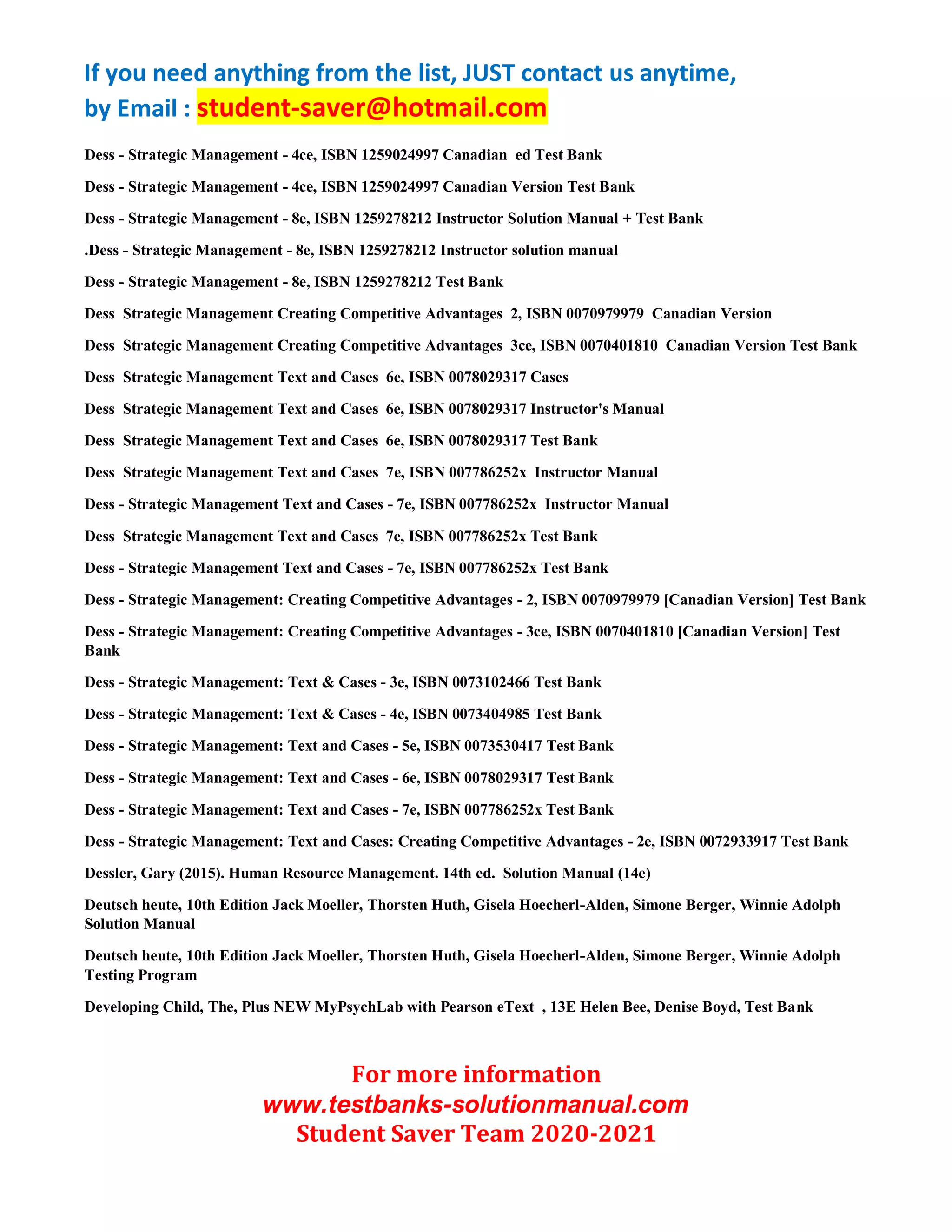 F ull list test bank and solution manual 2020 2021 ( student saver team ...