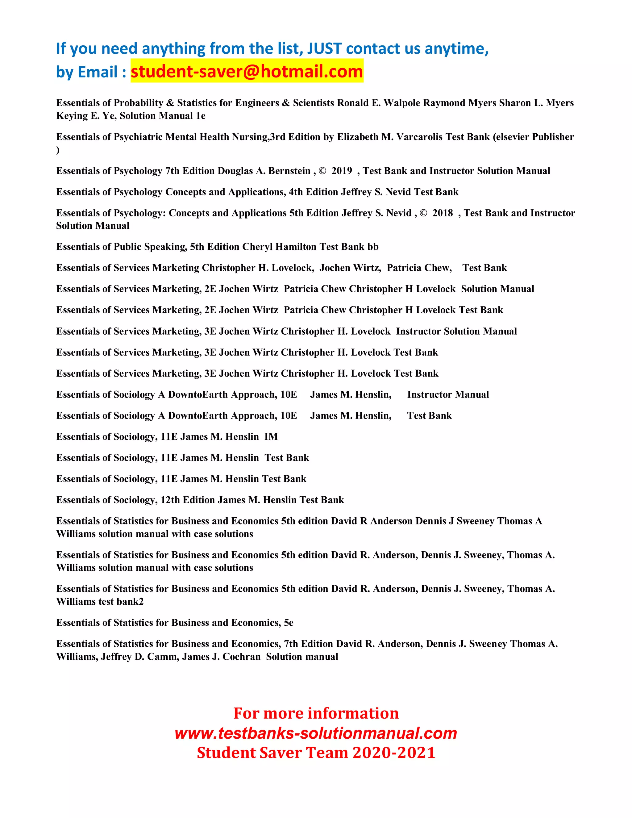 F ull list test bank and solution manual 2020 2021 ( student saver team ...