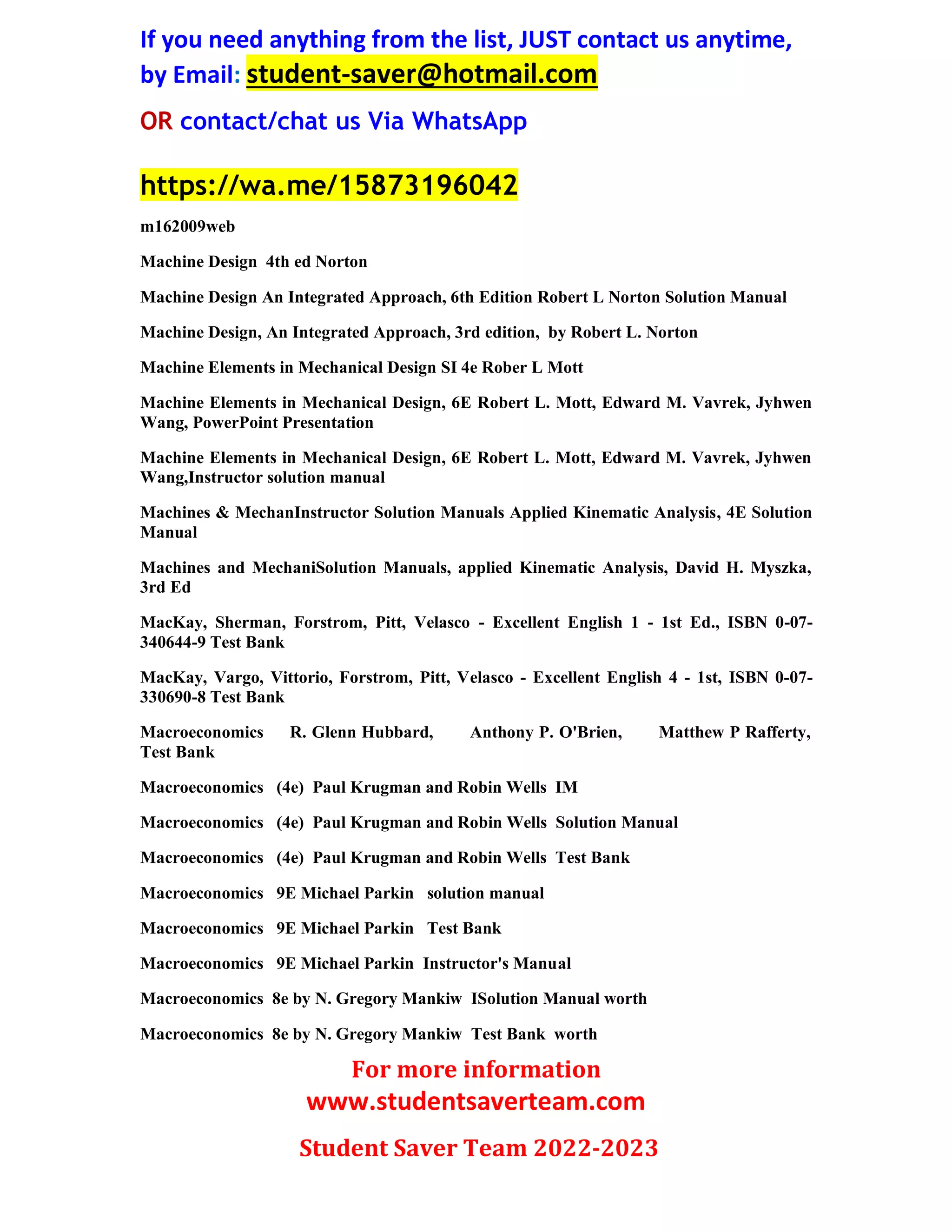 FUll list Test Bank and Solution Manual 2022-2023 ( Student Saver Team ...