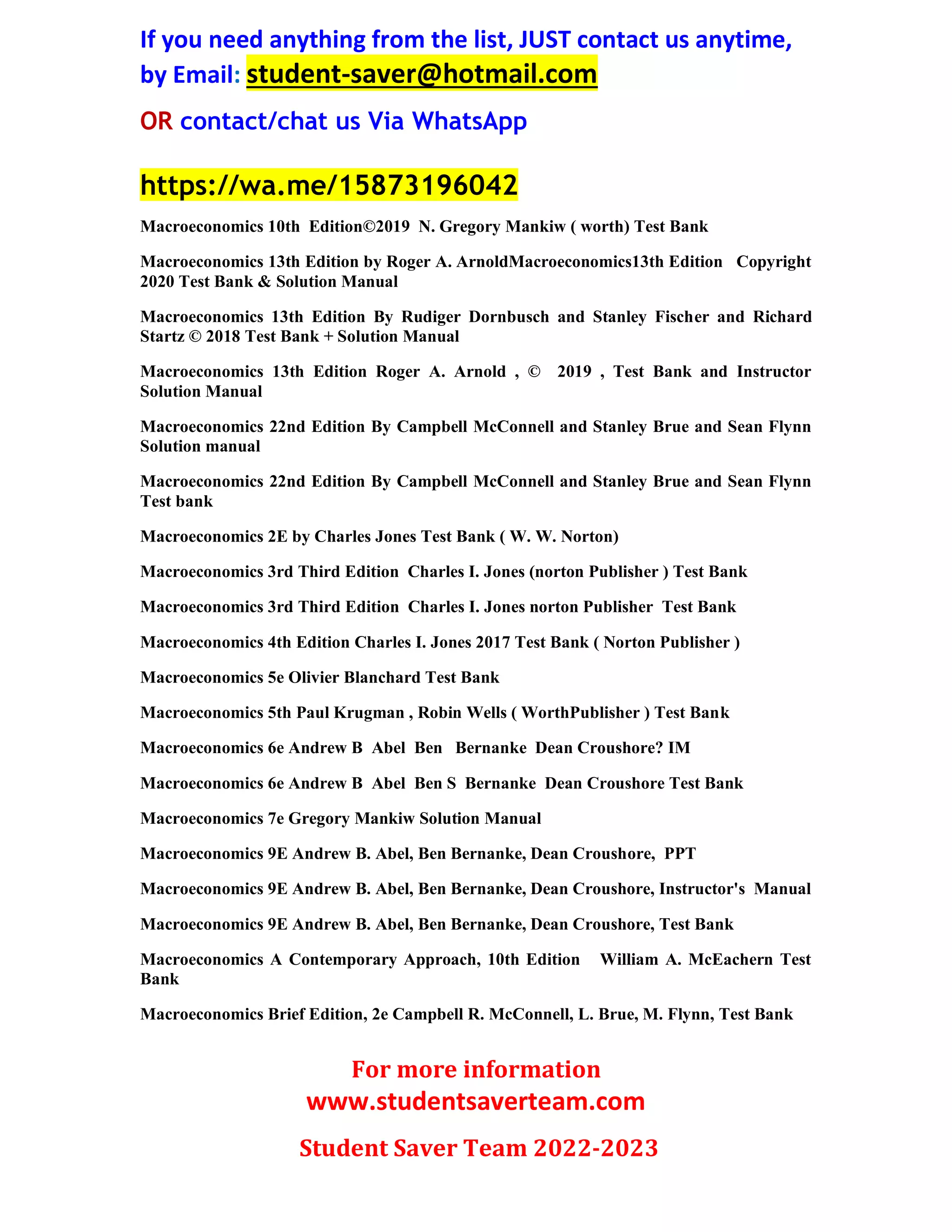 FUll list Test Bank and Solution Manual 2022-2023 ( Student Saver Team ...
