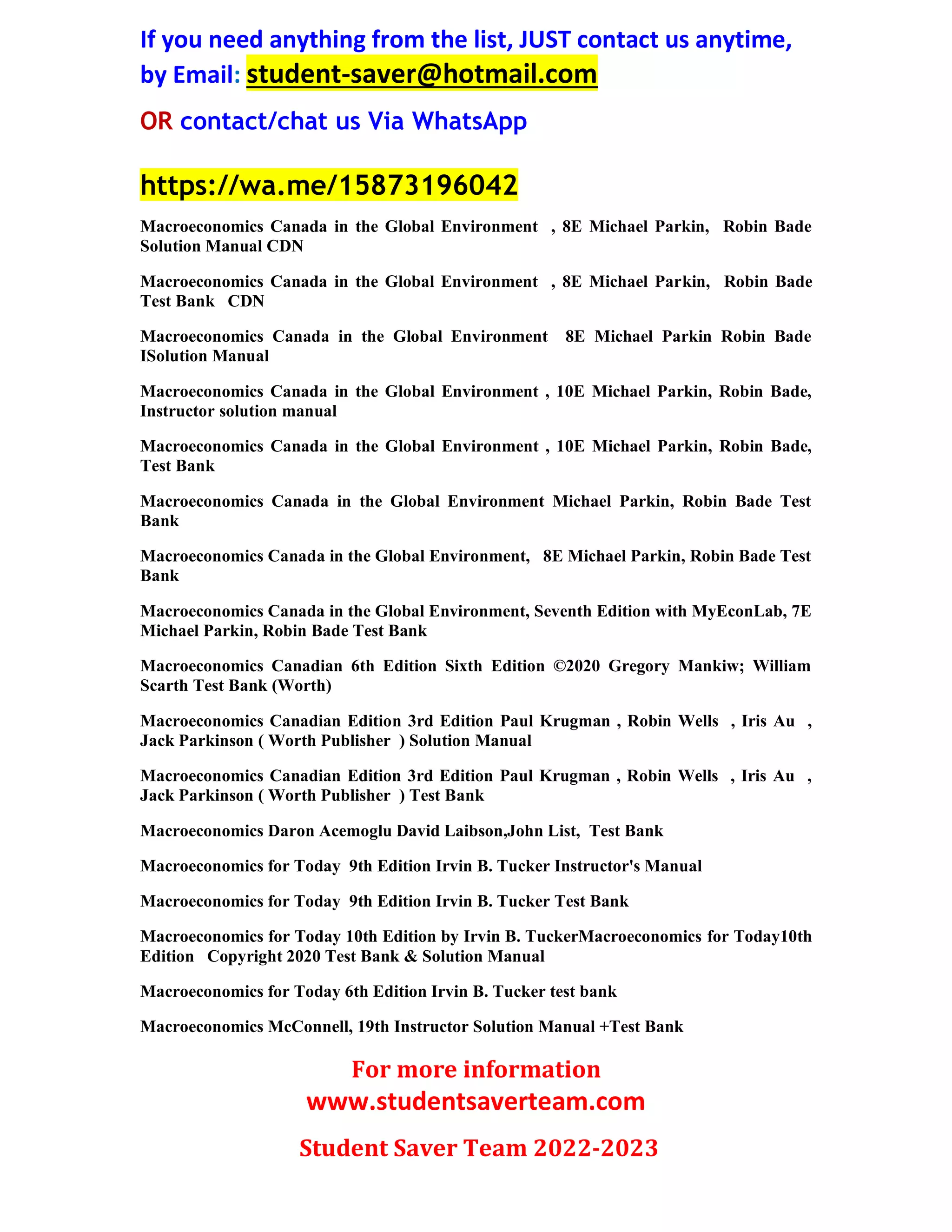 FUll list Test Bank and Solution Manual 2022-2023 ( Student Saver Team ...