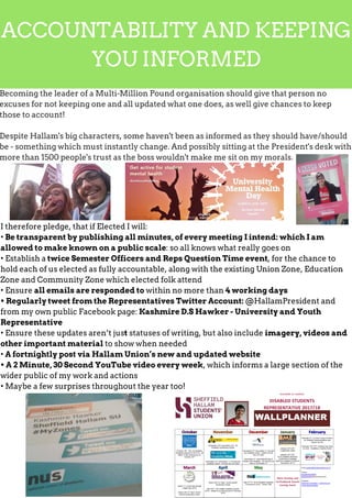 KASHMIRE HAWKER FOR SHSU PRESIDENT - FULL MANIFESTO | PDF