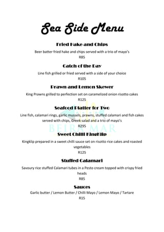 Beira Mar Menu | PDF