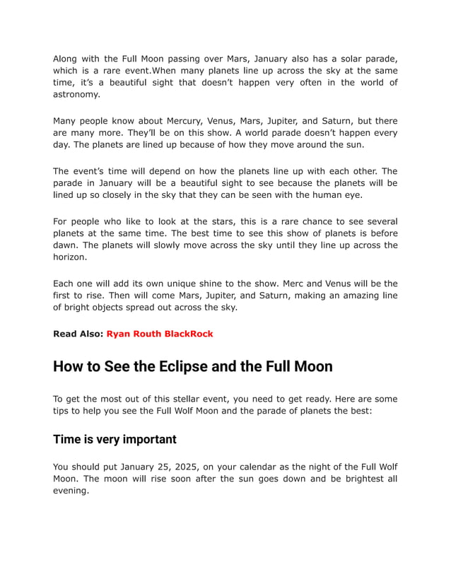 Guide to Seeing the Full Moon and Planet Parade in January | PDF