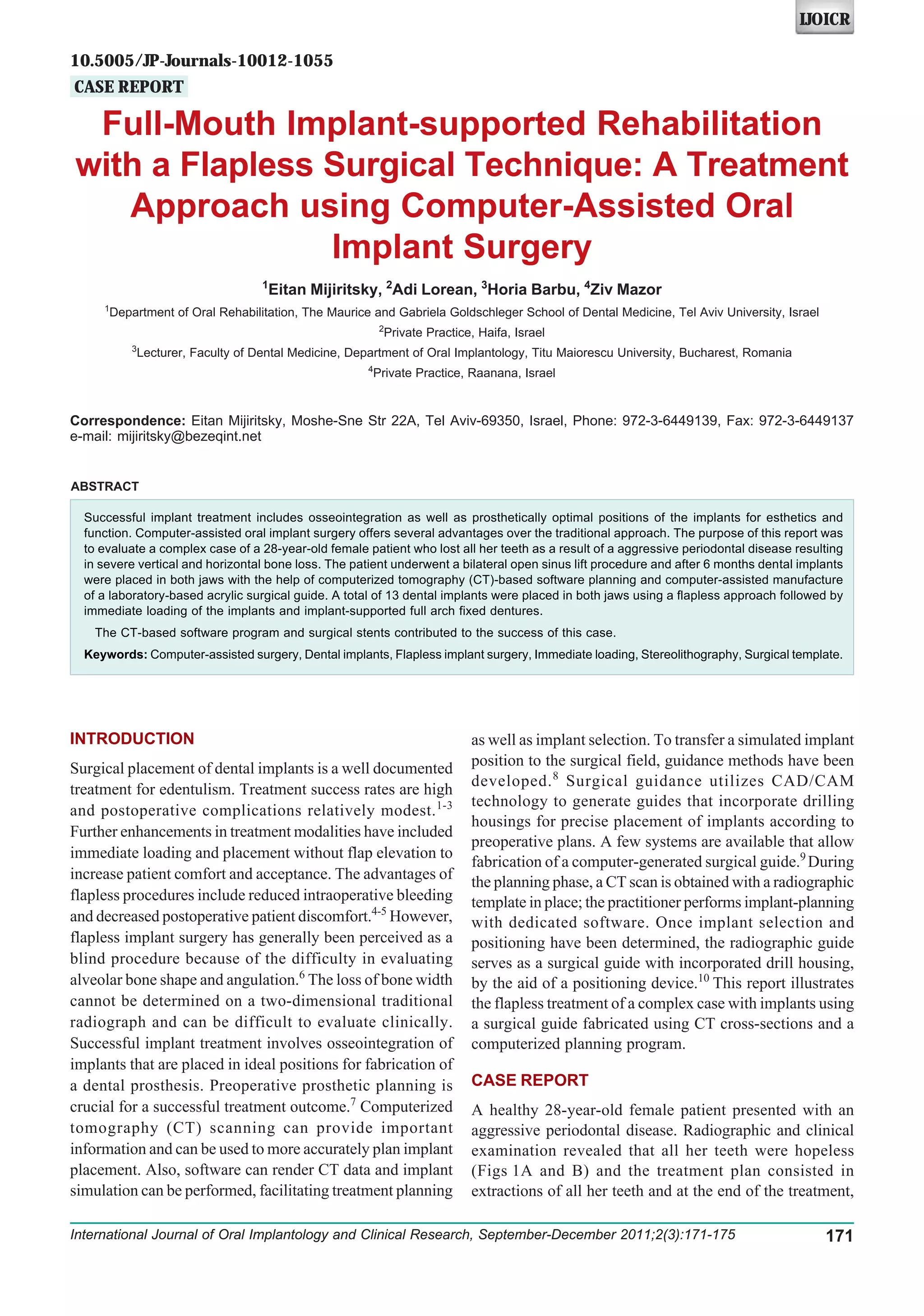 Full mouthimplant supportedrehabilitation | PDF