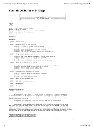 Full MSSQL Injection PWNage | PDF