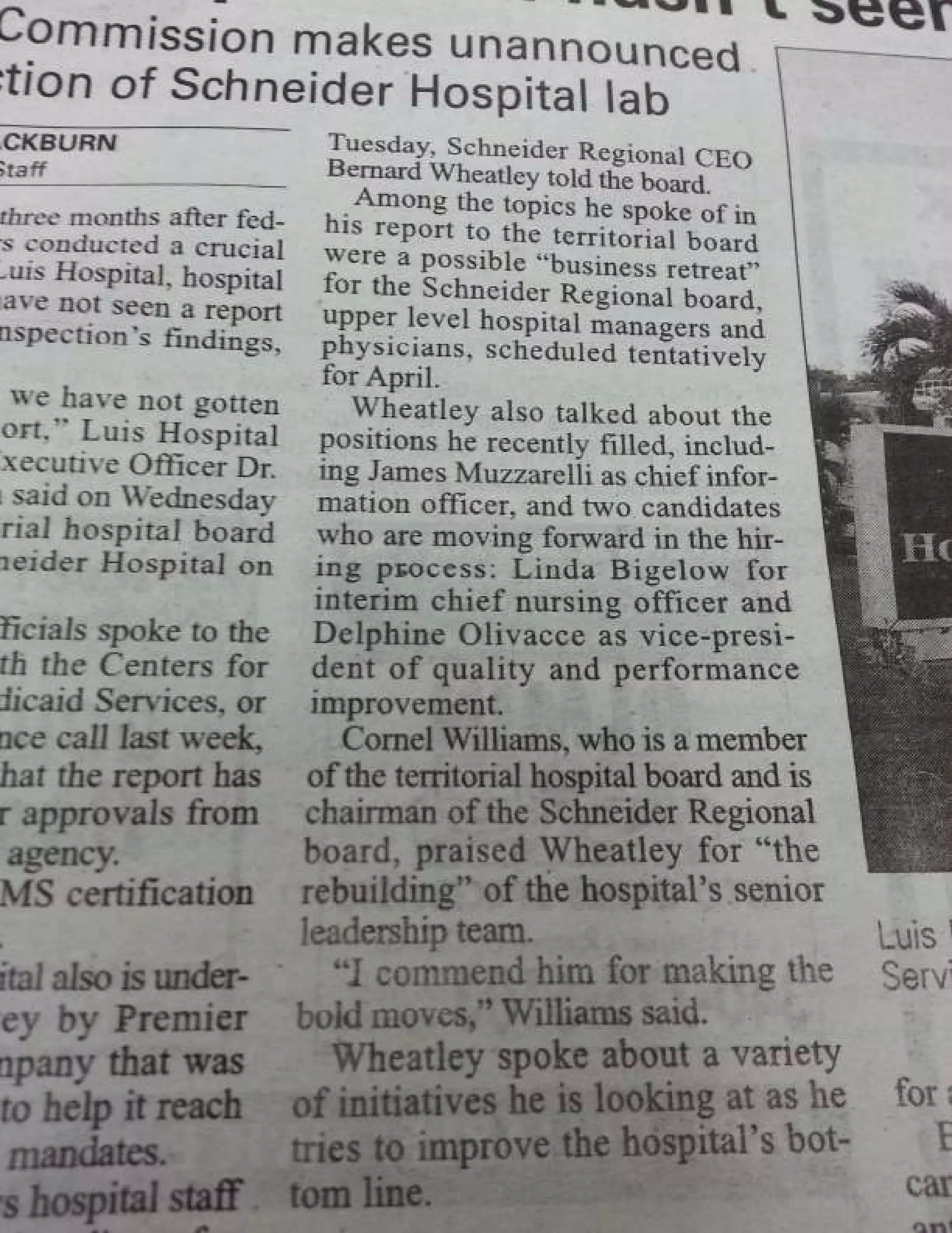 Virgin Islands Daily News Clipping, with mention of my new position as ...