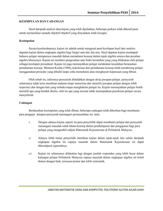 ANALISIS KESALAHAN PELAJAR DALAM MEMPERMUDAHKAN UNGKAPAN ALGEBRA YANG MELIBATKAN SATU DAN DUA ...