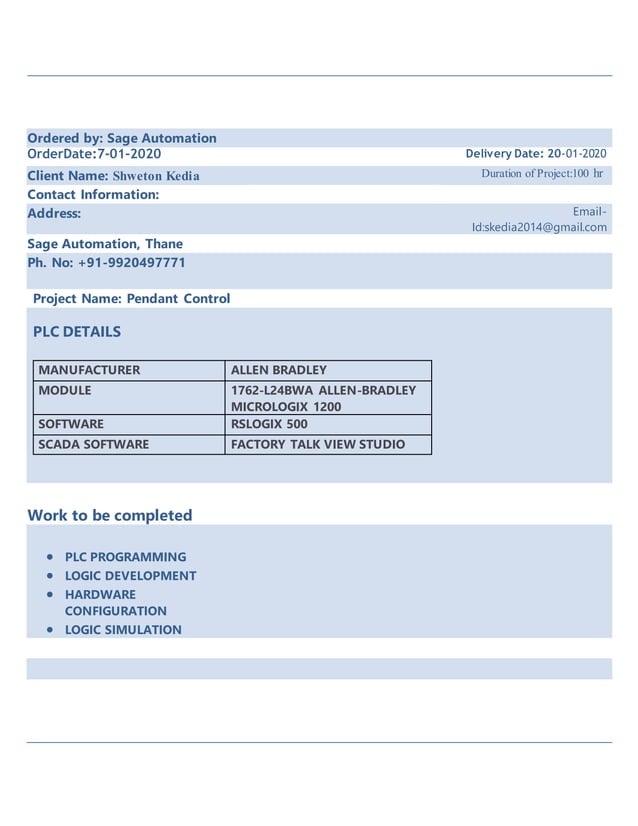 Pendant Control System report | PDF