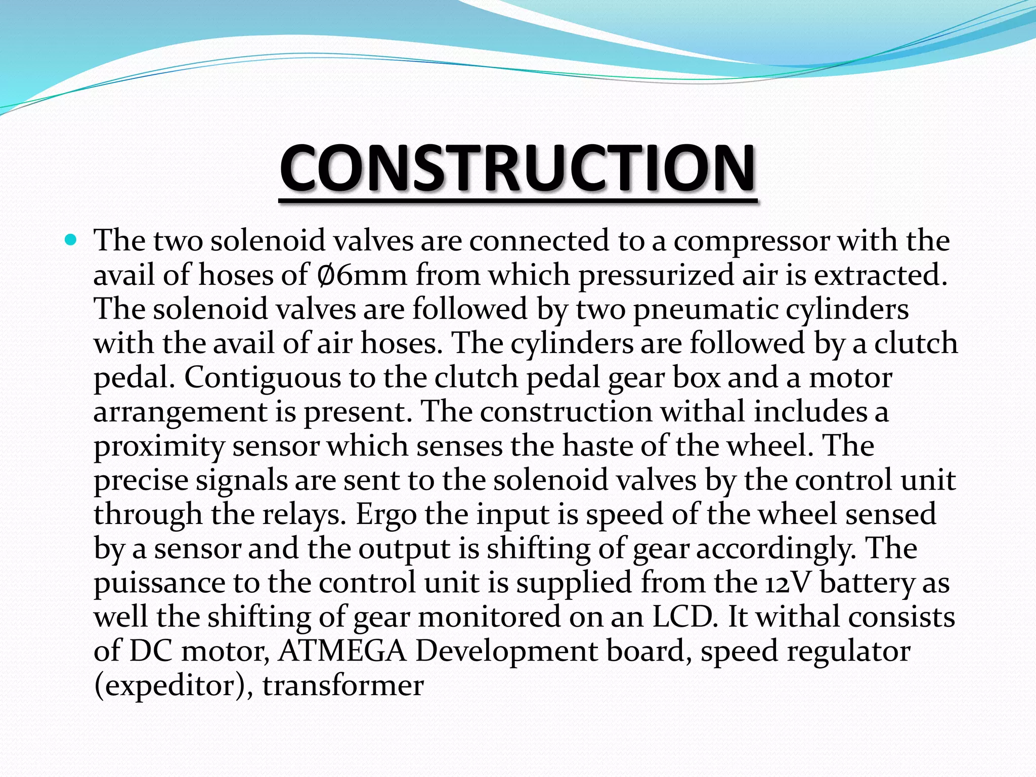 BUTTON OPERATED GEAR SHIFTING MECHANISM IN FOUR WHEEL | PPTX