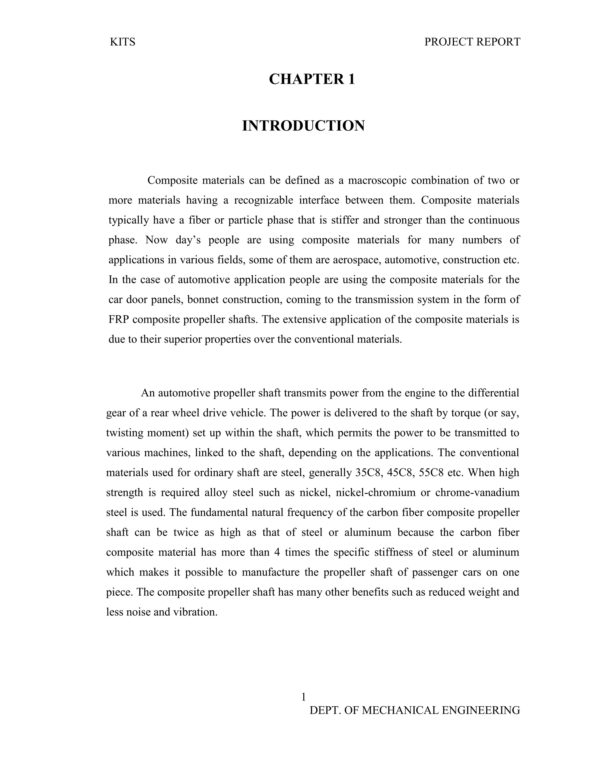 DESIGN AND ANALYSIS OF COMPOSITE PROPELLER/DRIVEN SHAFT USING FEA | PDF